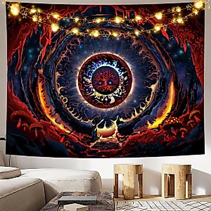 vavalad The Eye Tree of Life Tapestry Nature Plant Black Light Tapestry in Dark Tree of Life Tapestry Reaction Moon Tapestry Poster Wall Hanging Bedroom