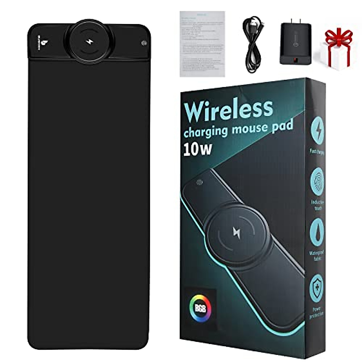 Gaming Mouse Pad,15W Qi Fast Chargering,Extened Large RGB Gaming Mouse Pad,for Large Keyboard and Mouse,Home&Office,10 Lighting Modes,Support Qi Fast Charging Support Mobile Phone Devices,31.5"X11.8"