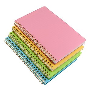 Aacehlh Spiral Notebook Journal,5.5" x 8.5" Plastic Hardcover College Ruled Notebook with 4 Colors,80 Sheets / 160 Pages Per Journal for Work,Study and Notes (light green,light blue,yellow,pink).