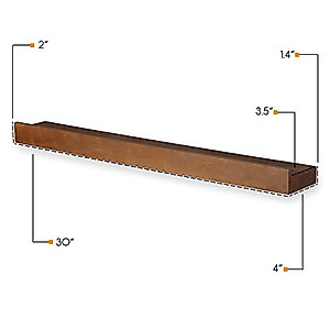 Rustic State Smith Wall Mount Wood Picture Ledge Photo Display - Kids Baby Nursery Room Bookshelf - Farmhouse Décor Floating Shelves - 30 Inch - Walnut - Set of 2