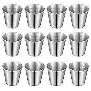 TOYANDONA Coffee Tumblers 12Pcs Stainless Steel Shot Glasses, Unbreakable Metal Shot Cups Drinking Tumbler Travel Coffee Tea Cup Whiskey Glasses for Home Bar Camping Supplies