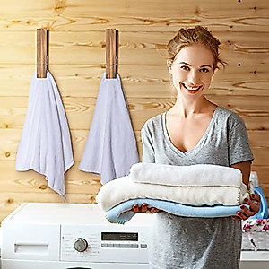 Jumbo Clothespin Bathroom Towel Holder - 2 Pieces Giant Clothespins 12 Inch - Wooden Towel Racks for Bathroom Wall Mounted and Adhesive - Rustic Towel Rack - Farmhouse Towel Holder Laundry Decor