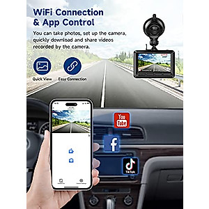 Dash Cam, FHD 1080P WiFi Dash Camera for Cars with 32GB SD Card, 2.45 inch IPS Screen, 2 Mounting Ways, Night Vision, WDR, Accident Lock, Loop Recording, Parking Monitor