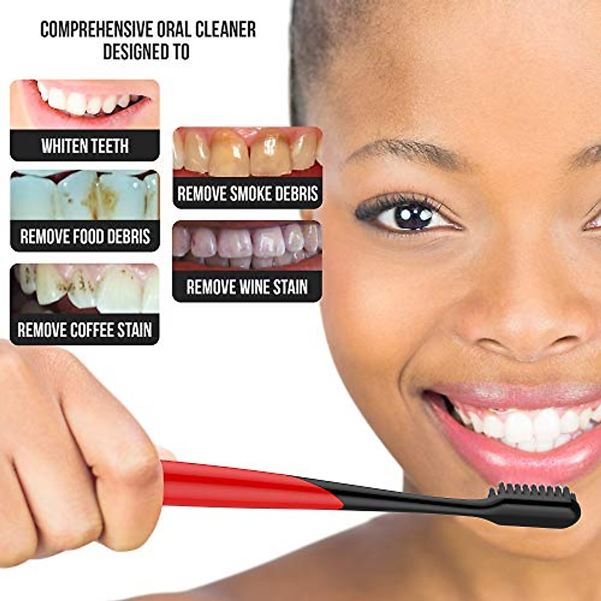 Charcoal Black Toothbrush [Gentle Soft] Slim Teeth Head Whitening Brush for Adults & Children [Family Pack] - Ultra Soft Medium Tip Bristles