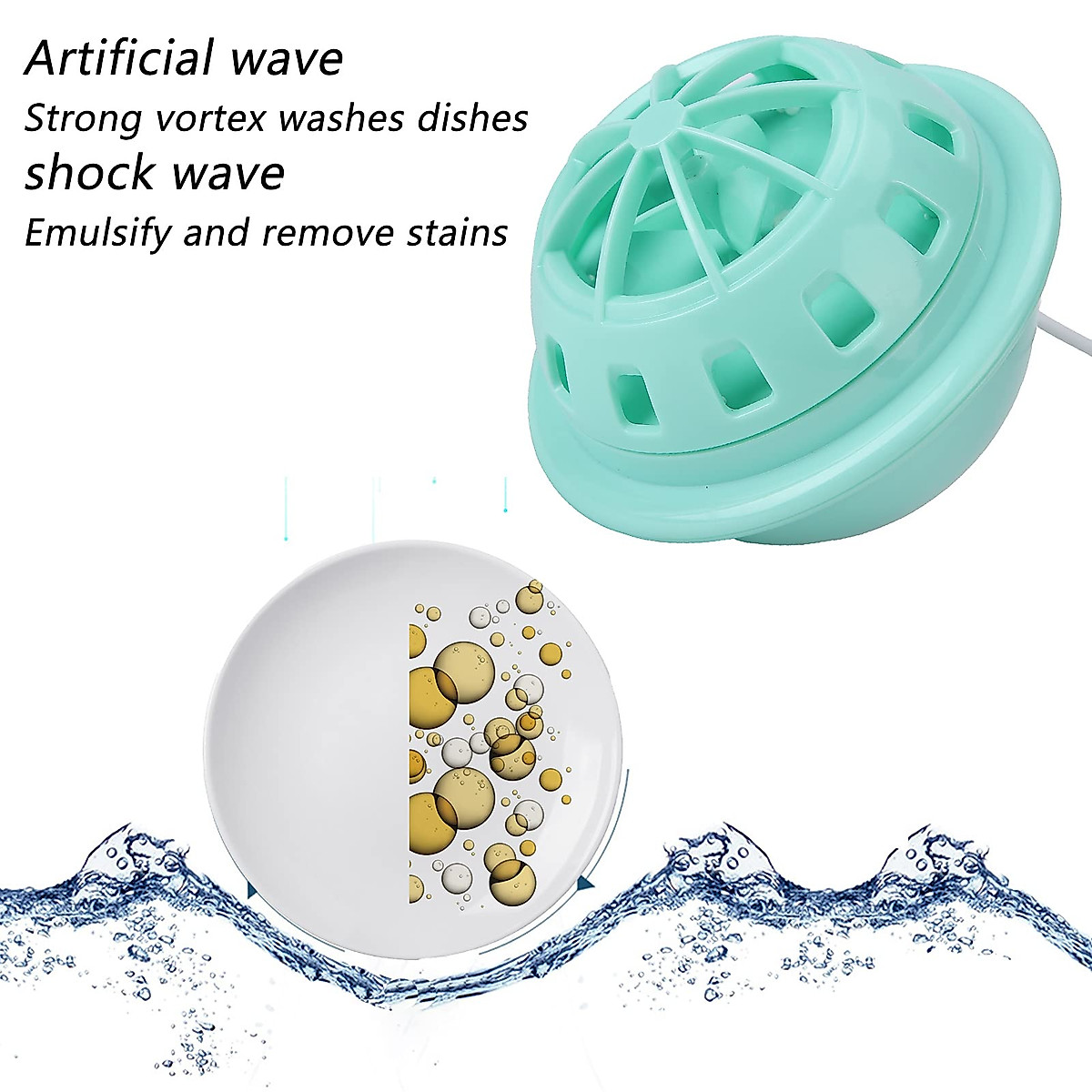 Luroze Mini Dishwasher, Portable Usb-powered High Pressure Wave Turbo Dishwasher with 2Modes, 15min Automatic Shut off Efficient Cleaning Small Dish Washing Machine for Travel Kitchen (green)