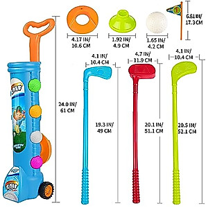 Liberry Kids Golf Clubs Set, Golf Toy with 1 Golf Cart, 3 Golf Clubs, 2 Practice Holes, 2 Golf Tees & 6 Balls, Indoor Outdoor Sports Toy for Boys Girls Ages 2 3 4 5
