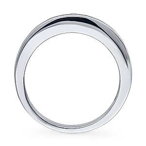 BERRICLE Sterling Silver Wedding Rings Channel Set Cushion Cut Cubic Zirconia CZ Anniversary Half Eternity Ring for Women, Rhodium Plated Size 6