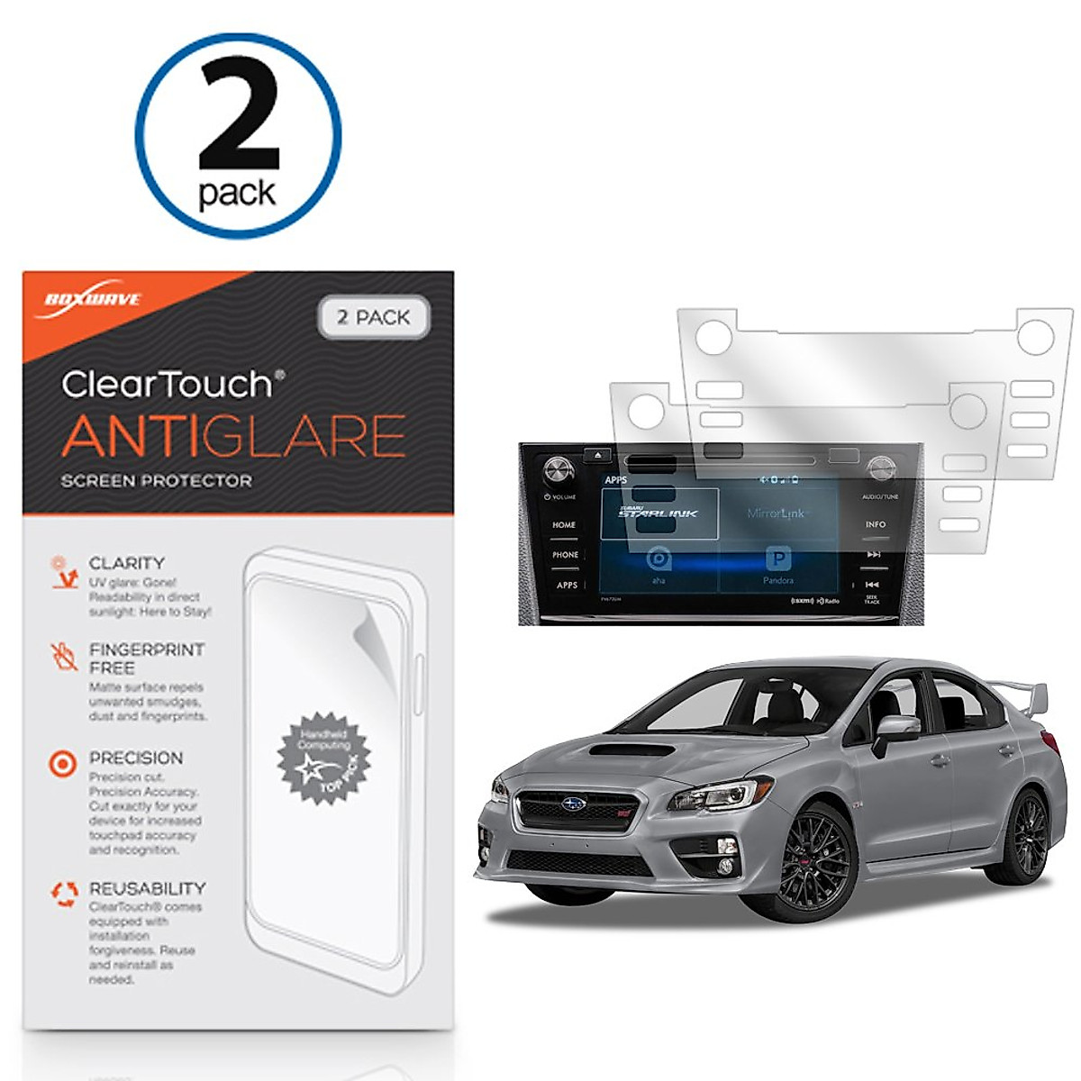 BoxWave Screen Protector Compatible With Subaru 2018 WRX Display (7 in) - ClearTouch Anti-Glare (2-Pack), Anti-Fingerprint Matte Film Skin