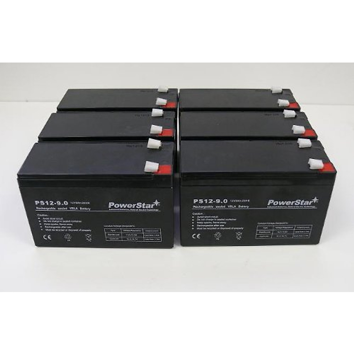 PowerStar-12V 9AH SLA Battery Replaces hr9-12 gp1270 sla1075 gp1270f2 wp7-12 bp8-12 - 6PK