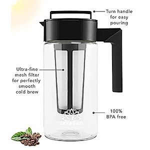 JavaSun Deluxe Cold Brew Coffee Maker, 1.3 Quart Heavy-Duty Tritan Pitcher (Classic)