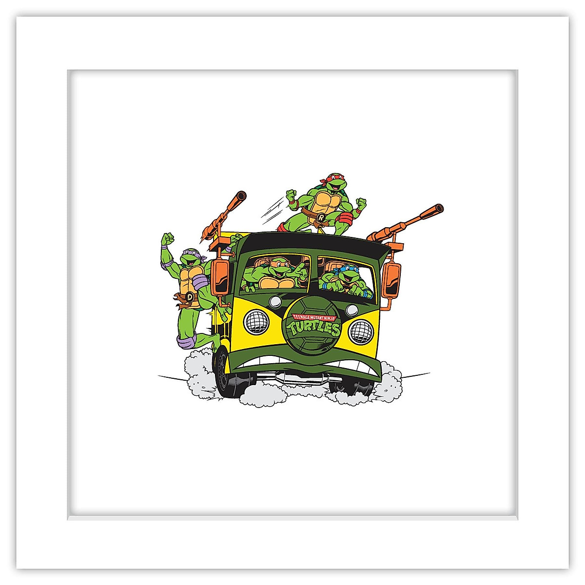 Trends International Gallery Pops Nickelodeon Teenage Mutant Ninja Turtles - Party Wagon Wall Art Wall Poster, 12" x 12", White Framed Version