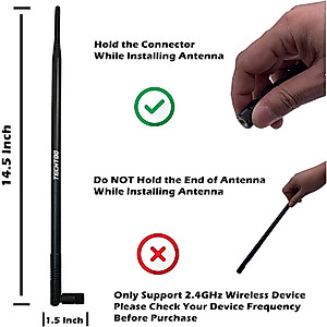 TECHTOO 9dBi Omni WiFi Antenna with RP-SMA Connector for Wireless Network Router/USB Adapter/PCI PCIe Cards/IP Camera/Wireless Range Extender(1-Pack)
