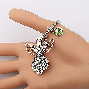 BNQL Guardian Angel Keychain with Birthstone Memorial Key Chain Personalised Gift (August)