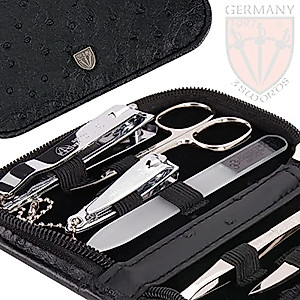 3 Swords Germany - brand quality 8 piece manicure pedicure grooming kit set for professional finger & toe nail care scissors clipper fashion leather case in gift box, Made in Solingen Germany (22009)