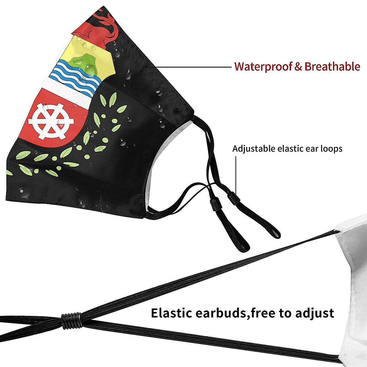 VVGETE Flag Of Aruba 3 Pcs Reusable Couple Face Masks With 6 Filters, Fashion Balaclava Washable Adjustable Ear Hooks Soft Breathable Outdoor Dust-Proof & Wind-Proof Face Mask