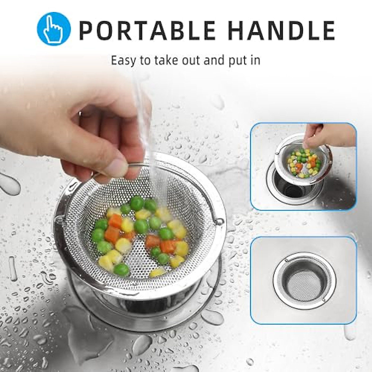 haodex 2PCS Stainless Steel Kitchen Sink Strainer,4.33" Diameter