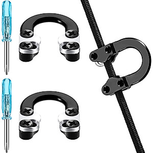 2 Sets Archery D Loop Compound Bow Metal U Nock D Ring Buckle Release Nocking Loop with Screwdrivers for Hunting Installation Accessories