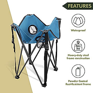 ARROWHEAD OUTDOOR 26” (66cm) Heavy-Duty Portable Camping Folding Table, 2 Cup Holders, Compact, Square, Carrying Case Included, Steel Frame, High-Grade 600D Canvas, USA-Based Support