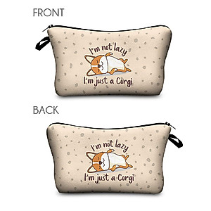 FITINI Makeup Bag Funny,Corgi Dogs Travel Small Cosmetic Bags Organizer for Women Handbag Toiletry Storage Pouch Waterproof Purse,Set of 3