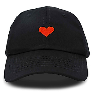 DALIX Pixel Heart Hat Womens Dad Hats Cotton Caps Embroidered Valentines Black