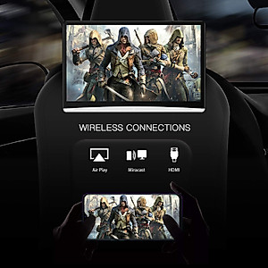 12.4inch Dual Pack Android 10 TV Car Headrest Video Player, 1920X1080 IPS Touch Screen, Support WiFi/Wireless Miracast/Bluetooth/HDMI Input/FM/USB/Micro SD Card