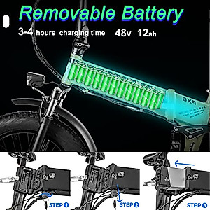 LEONX PASELEC Electric Bikes for Adults 20'' Folding Electric Bicycle,Hydraulic Brakes,48V 12ah 750W Motor Ebike Fat Tire Mountain e-Bike,Full Suspension, 9 Gears Cycle for Men Women (Black)