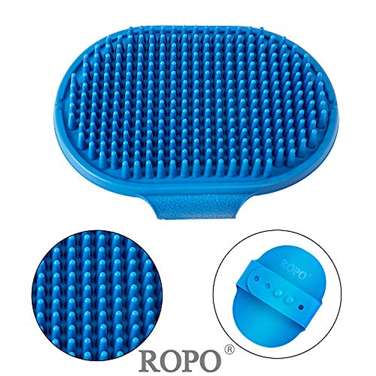 ROPO Dog Grooming Brush, Pet Shampoo Bath Brush Soothing Massage Rubber Comb with Adjustable Ring Handle for Long Short Haired Dogs and Cats 2pcs