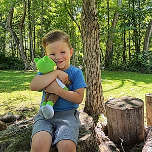 Playtime by Eimmie Plushible Plush Rag Doll - Soft Dolls for Baby, Boys, Girls, Toddler, & Infants - Washable Fabric - Sensory Toys - 14 Inch - Frog Plush - Stuffed Rag Dolls for Babies