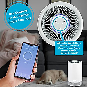 Comfort Zone Clean HEPA Air Purifier with WiFi App Control - Smart Air Filter & Cleaner - Remove Dust, Odor, Pollen - Compact Ionizer with Timer & Night Light, Covers 150 sq. ft.