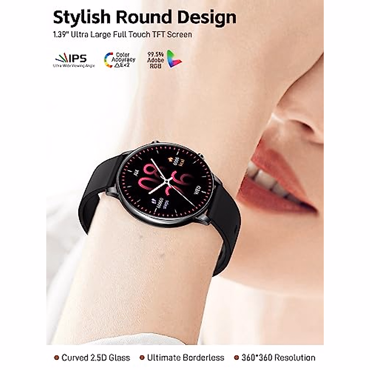 Smart Watches for Women (Answer/Make Call) Fitness Activity Tracker with Heart Rate/Blood Oxygen/Sleep/Menstrual Cycles/Calorie Monitor Play Music Sports Smartwatch for iPhone Samsung Android Phones