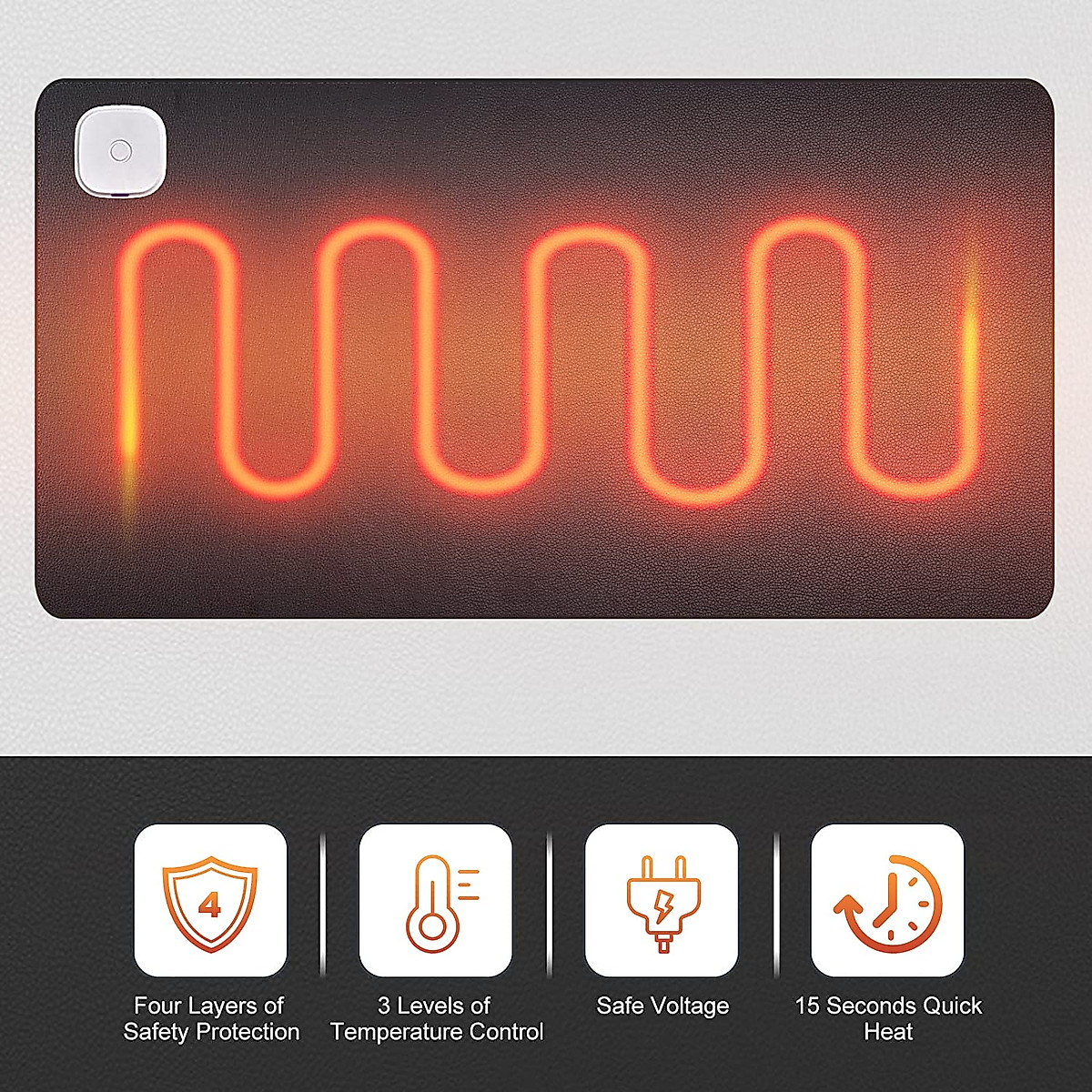 Warm Desk Pad, Office Desk Mat,Olidik 3 Speeds Touch Control Warm Big Mouse Pad, 31" x 13" Extended Edition Gaming Mouse Pad, Foot Warmer Pad (Black)