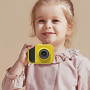 Boddenly Mini Cartoon Children's Camera,Rechargeable Electronic Camera,2 Inch IPS Display,Insertable 32G SD Card (Yellow, One Size)