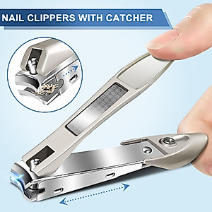 2024 New Nail Clippers, Upgrade Nail Clippers for Men with Wide Opening, Professional Ultra Sharp Nail Clippers with Catcher, Extra Large Heavy Duty Fingernail Clipper Cutter for Thick Nails