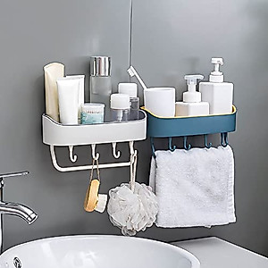 LAPUTA Wall Mount Organizer,1 Set Shower Shelf PP Detachable Hook Punch Free Storage Holder Rack for Kitchen, Bathroom, Cabinet, Toilet, Office Beige One Size