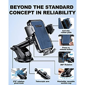 GUANDA TECHNOLOGIES CO., LTD. Cell Phone Stand, Desk Phone Holder, Upgraded Car Mount Phone Holder Dashboard Windshield
