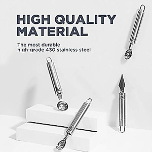 Riveira Melon Baller Scoop Set Stainless Steel 4-Piece Carving Knife Watermelon Cantaloupe Scooper for Cutting and Scooping Fruit Melons