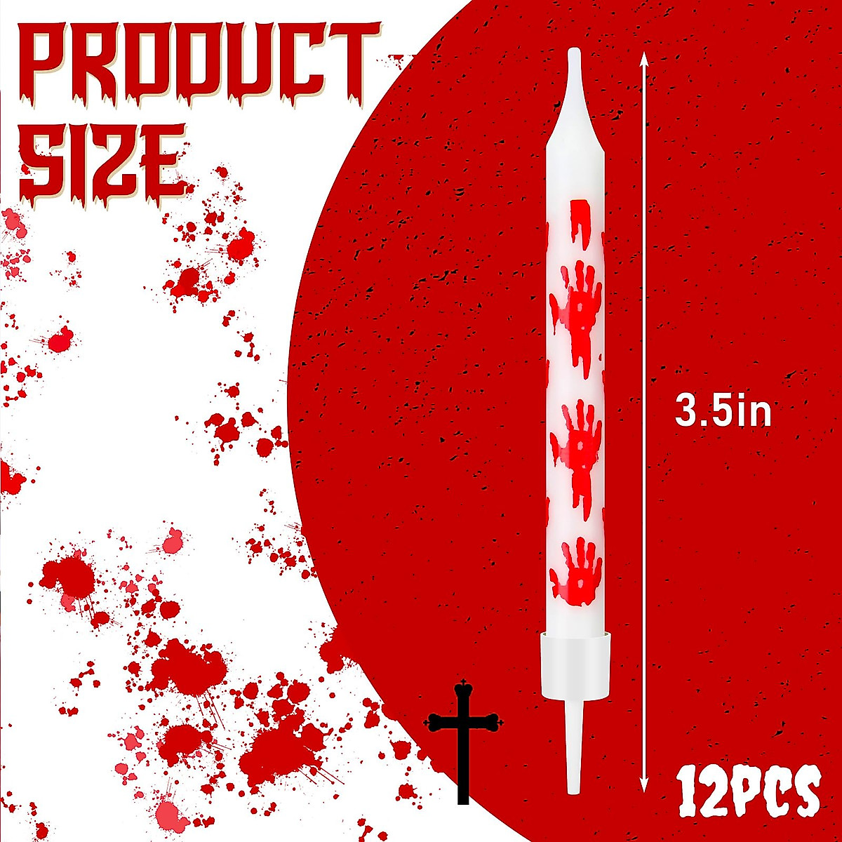 Gulfmew 12 Pcs Bloody Handprint Candles Birthday Scary Cake Decorations Have a Killer Birthday Cupcake Topper Blood Splatter Creepy Vampire Zombie Halloween Party Decorations Carnival Supplies