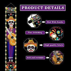 Dia De Los Muertos Decor Lighted Porch Sign, Dia De Muertos Decorations Dia De Los Muertos Banner, Dia De Los Muertos Door Decorations, Day Of The Dead Decorations Sign Banner tineit