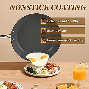 Flamingpan 10.5 Inch Nonstick Frying Pan, Internal Ceramic Coating, Smooth and Easy to Clean, Non-stick Frying Pan has great permeability and versatility, Skillet for Use in Family, Party and Party.