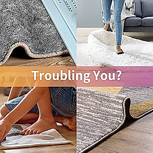 [12 Pack] Rug Gripper, Double Sided Non-Slip Rug Pads Rug Tape Stickers Washable Area Rug Pad Carpet Tape Corner Side Gripper for Hardwood Floors and Tile