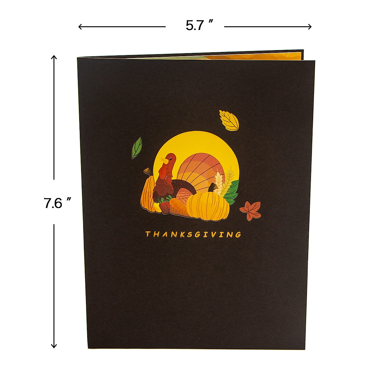 Ribbli Turkey Thanksgiving Card, 3D Pop Up Greeting Card, Fall Thank You Card, Happy Holiday for Kids Employees Children Grandson Granddaughter Husband Wife Him Her, with Envelope