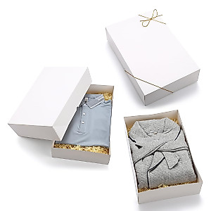 NATIVICO 10 Premium Assorted Gift Boxes for Presents - White Gift Boxes with Lids and Elastic Loops- 4-inch Deep Robe Boxes and Additional Gift Box Sizes Good for Shirt and Lingerie