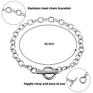 24 Pieces Bracelet Chains with OT Toggle Clasp Alloy Bracelet Link Chains DIY Jewelry Making Bracelets Chains for Women DIY Jewelry Crafts Supplies (Silver)