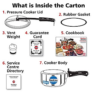 Hawkins Stainless Steel Pressure Cooker, 1.5 Liter, Silver