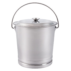 Stainless Steel Bucket Milk Pail with Lid and Handle, Metal Compost Bucket Kitchen Compost Bin, Open Lip Edge, 8.5 Qt Food Scrap Slop Bucket Metal Pail with Lid for Kitchen Food Waste