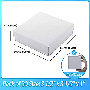 20 Pack Cardboard Jewelry Boxes Bulk -3.5"x3.5"x1" Cotton Filled Small Gift Boxes With Lids For Jewelry Packaging,White Small Jewelry Gift Boxes For Necklaces and Bracelets.small Gift Box For Jewelry
