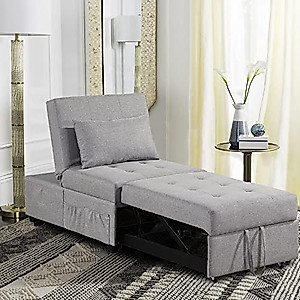 BINGTOO Sleeper Sofa Chair Bed 4 in 1 Convertible Chair Multi-Function Folding Ottoman Sleeper, Pull Out Sleeper Chair Bed- Modern Convertible Chair Bed Pull Out Sleeper Couch Bed for Living Room