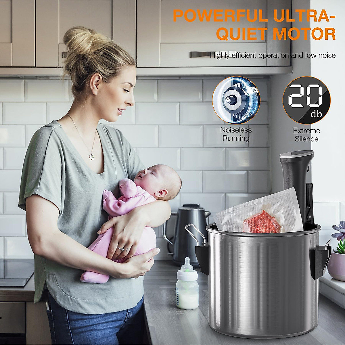 Upesitom Sous Vide Machine Upgraded 1100W Sous Vide Cooker Fast Heating, Ultra Quiet Immersion Circulator Precision Cooking Machine, IPX7 Waterproof, Accurate Temp, Digital Timer, Touch Control