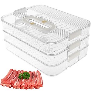 WOTPCRD Deli Meat Container for Fridge, 3/4 Layer Lunch Meat Container for Refrigerator Organizing, Bacon Storage Container, Food Grade Removable Bacon Keeper Fridge Meat Container for Home (3 Layer)