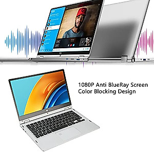 Acogedor 13.33inch Laptop, 2 in 1 Touch Screen Laptop Tablet PC for Windows11, 360 Degree Rotation 1920x1080 IPS HD Touch Screen LPDDR4 16GB RAM 256GB SSD Quad Core CPU, Fingerprint Unlock